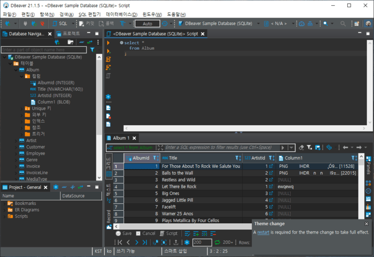 DBeaver 다크 테마 , 엑셀 다운로드, 글꼴 설정 - 생산성 Skill